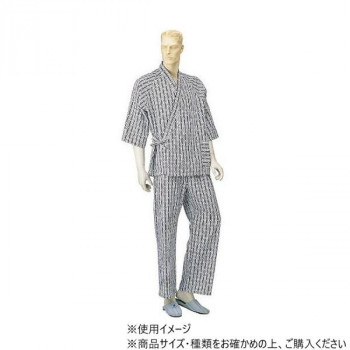 神戸生絲　紳士パジャマ型ねまき(ラグラン袖・おくつろ着)L No.32 コン 幾何柄 【北海道・沖縄・離島配送不可】