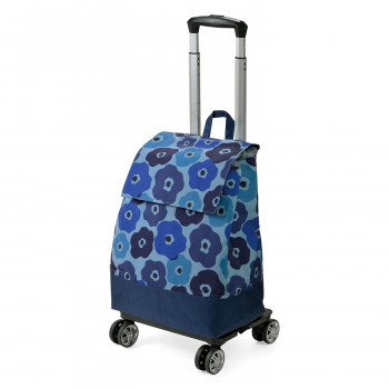 CHARMISS シャルミス ショッピングカート 花柄 4輪 カブセ ブルー 15-5040-82 【北海道・沖縄・離島配送不可】