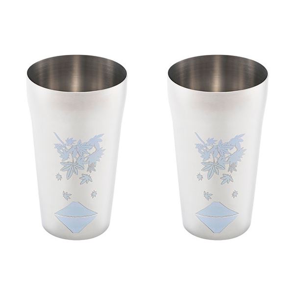 よこやま 燕熟の技 感温ステンレスタンブラー420ml 2P 紅葉に富士 EJK-900 【北海道・沖縄・離島配送不可】