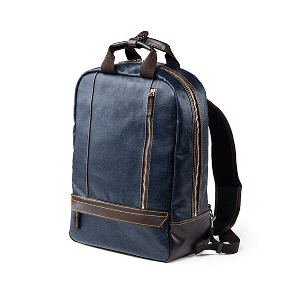 サンワダイレクト ビジネスリュック(メンズ・デニム生地・日本製・リュックサック・自立可能・ネイビー) 200-BAG165NV 1個 【北海道・沖縄・離島配送不可】