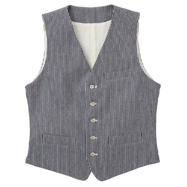 男女兼用ヒッコリーベスト 紺 SSサイズ KMV2731-11 【北海道・沖縄・離島配送不可】