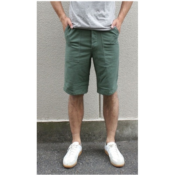 アメリカ軍 ファティーグパンツ ショート丈 〔 32インチ／ウエスト80cm 〕 初期型 ワンウォッシュ オリーブ 〔 レプリカ 〕 【北海道・沖縄・離島配送不可】