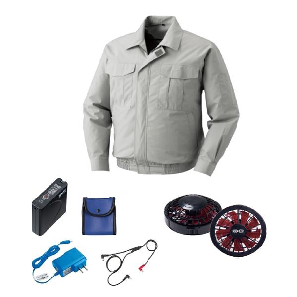 KU90550 空調服 R 綿薄手 FAN2200BR・RD9261・LISUPER1セット シルバー M 【北海道・沖縄・離島配送不可】