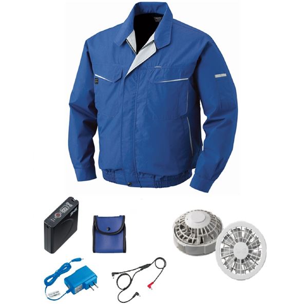 KU90470 空調服 R 綿・ポリ混紡 FAN2200G・RD9261・LISUPER1セット ブルー 4L 【北海道・沖縄・離島配送不可】