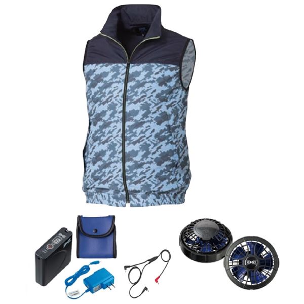 KU92020 空調服 R ポリエステル製 カジュアルベスト FAN2400SPBB・RD9261・LISUPER1セット ネイビー×ネイビーカモ 3L 【北海道・沖縄・離島配送不可】