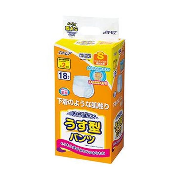 （まとめ）カミ商事 エルモア いちばんうす型パンツ S 1セット（72枚：18枚×4パック）〔×3セット〕 【北海道・沖縄・離島配送不可】