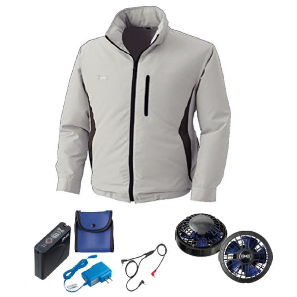 KU90520 空調服 R ポリエステル製フード付き FAN2400SPBB・RD9261・LISUPER1セット シルバー 5L 【北海道・沖縄・離島配送不可】