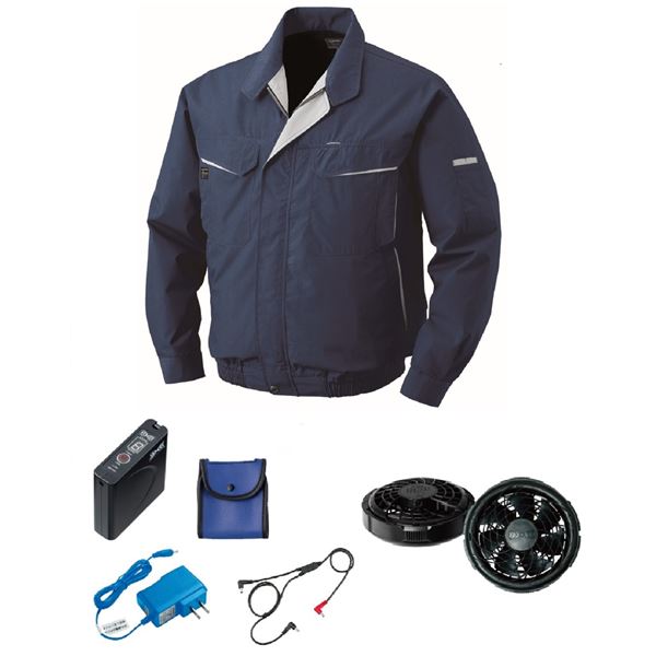 KU90470 空調服 R 綿・ポリ混紡 FAN2300B・RD9261・LISUPER1セット ネイビー 4L 【北海道・沖縄・離島配送不可】