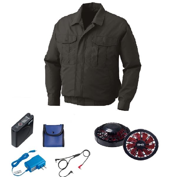 KU90540 空調服 R ポリエステル製 FAN2200BR・RD9261・LISUPER1セット チャコール LL 【北海道・沖縄・離島配送不可】