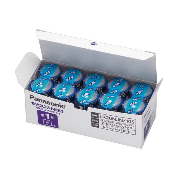 (まとめ) パナソニック アルカリ乾電池EVOLTAネオ 単1形 LR20NJN/10S 1箱(10本) 〔×10セット〕 【北海道・沖縄・離島配送不可】