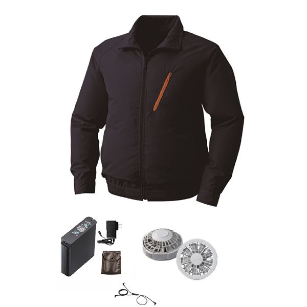 ポリエステル製 長袖 空調服/作業着 〔ファンカラー：グレー カラー：ネイビー 4L〕 リチウムバッテリー付き LIPRO2 KU90510 【北海道・沖縄・離島配送不可】