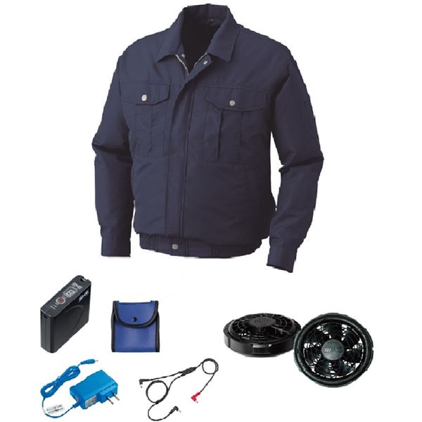 KU90540 空調服 R ポリエステル製 FAN2300B・RD9261・LISUPER1セット ダークブルー 4L 【北海道・沖縄・離島配送不可】