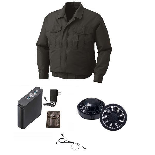 ポリエステル製長袖ワーク 空調服/作業着 〔ファンカラー：ブラック チャコール XL〕 リチウムバッテリー付き 撥水 LIPRO2 KU90540 【北海道・沖縄・離島配送不可】