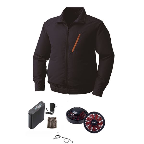 ポリエステル製 長袖 空調服/作業着 〔ファンカラー：ブラックレッド カラー：ネイビー 4L〕 リチウムバッテリー付き LIPRO2 KU90510 【北海道・沖縄・離島配送不可】