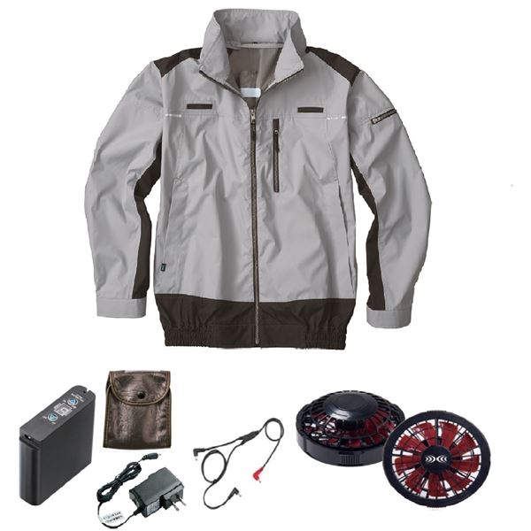 KU92110 空調服 R ポリエステル製 遮熱フルハーネス仕様 FAN2200BR・RD9261・LIPRO2セット シルバー 5L 【北海道・沖縄・離島配送不可】