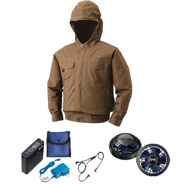 KU91410 空調服 R 綿薄手フード付 FAN2400SPBB・RD9261・LISUPER1セット キャメル M 【北海道・沖縄・離島配送不可】