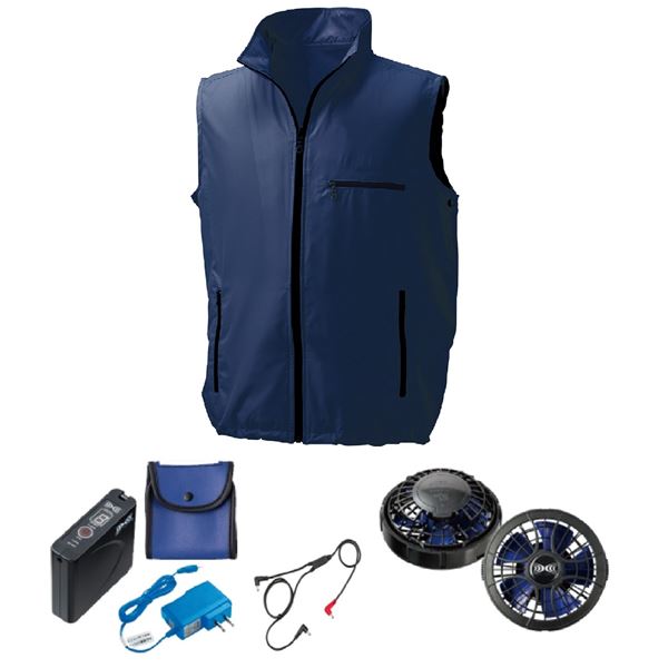 KU91830 空調服 R ポリエステル製 ベスト FAN2400SPBB・RD9261・LISUPER1セット ネイビー 5L 【北海道・沖縄・離島配送不可】