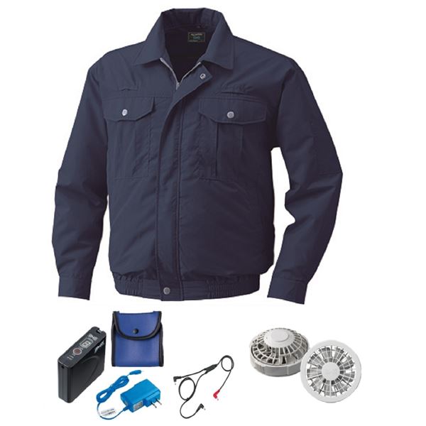 KU9054F 空調服 R ポリエステル製 フルハーネス対応 FAN2200G・RD9261・LISUPER1セット ダークブルー L 【北海道・沖縄・離島配送不可】
