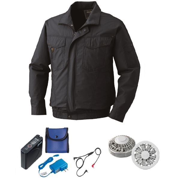 KU91400 空調服 R 綿薄手 タチエリ FAN2200G・RD9261・LISUPER1セット チャコール M 【北海道・沖縄・離島配送不可】