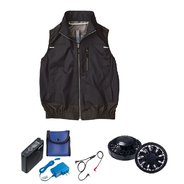 KU92120 空調服 R ポリエステル製 遮熱フルハーネス仕様ベスト FAN2200B・RD9261・LISUPER1セット ダークブルー LL 【北海道・沖縄・離島配送不可】