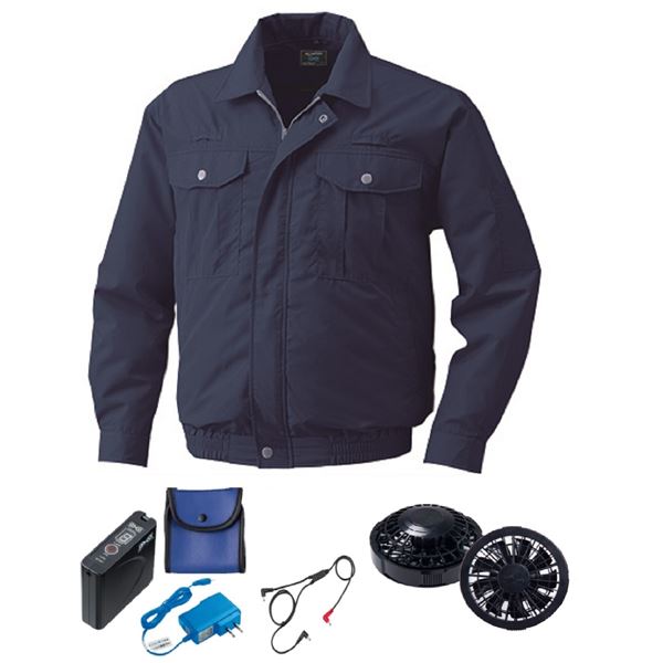 KU9054F 空調服 R ポリエステル製 フルハーネス対応 FAN2200B・RD9261・LISUPER1セット ダークブルー LL 【北海道・沖縄・離島配送不可】