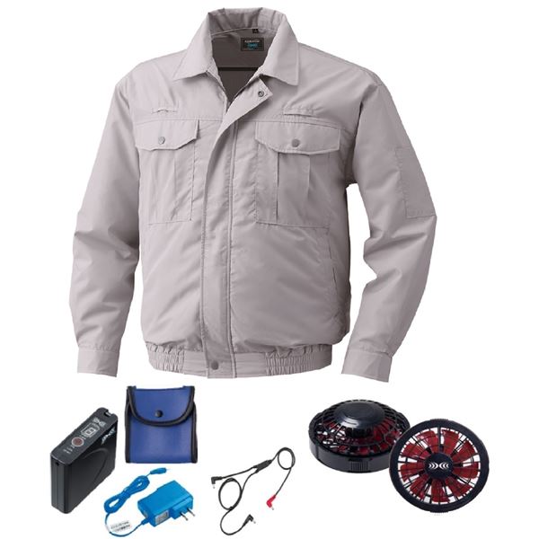 KU9054F 空調服 R ポリエステル製 フルハーネス対応 FAN2200BR・RD9261・LISUPER1セット シルバー L 【北海道・沖縄・離島配送不可】