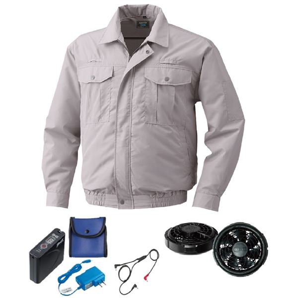 KU9054F 空調服 R ポリエステル製 フルハーネス対応 FAN2300B・RD9261・LISUPER1セット シルバー 5L 【北海道・沖縄・離島配送不可】