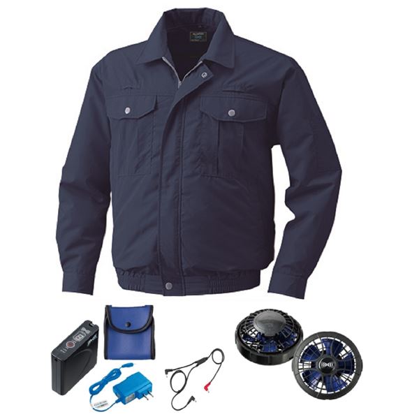 KU9054F 空調服 R ポリエステル製 フルハーネス対応 FAN2400SPBB・RD9261・LISUPER1セット ダークブルー 4L 【北海道・沖縄・離島配送不可】