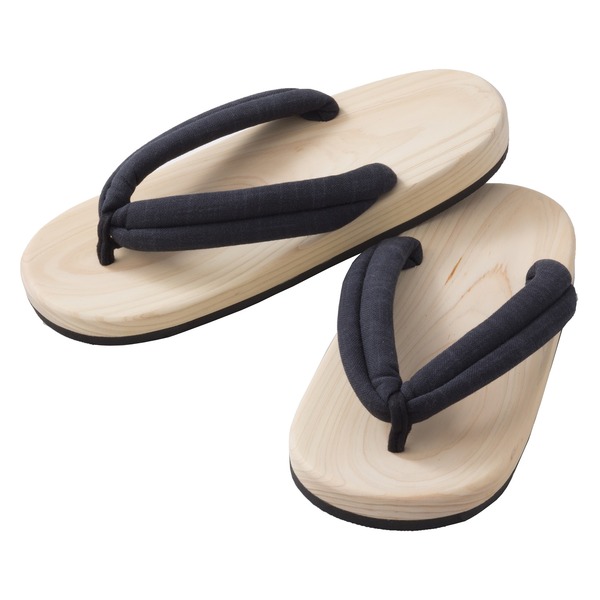 足への衝撃を和らげる 国産（日田）NEW檜サンダル（メンズ/ブラック） 【北海道・沖縄・離島配送不可】