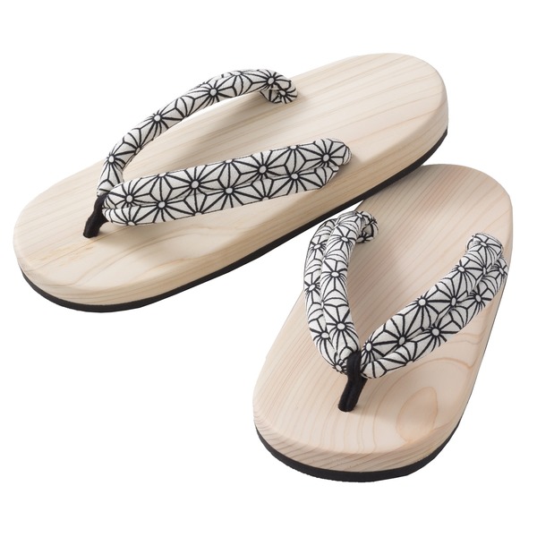 足への衝撃を和らげる 国産（日田）NEW檜サンダル（メンズ/麻の葉） 【北海道・沖縄・離島配送不可】