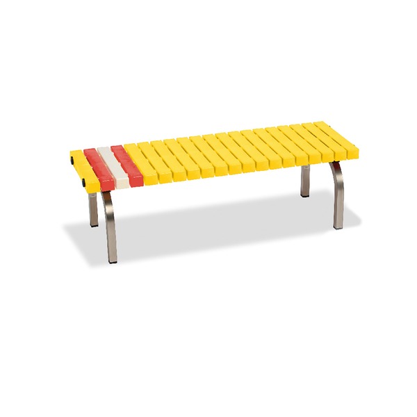 テラモト ホームベンチ ステン 1200 黄 組立式 【北海道・沖縄・離島配送不可】