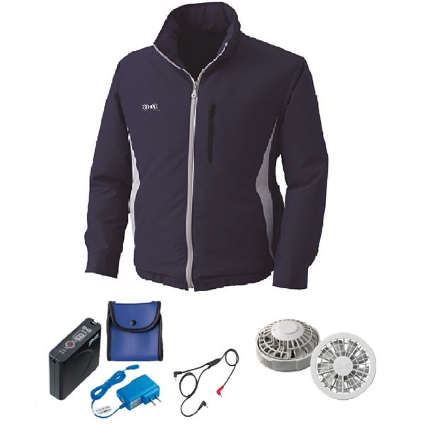 KU90520 空調服 R ポリエステル製フード付き FAN2200G・RD9261・LISUPER1セット ネイビー 5L 【北海道・沖縄・離島配送不可】