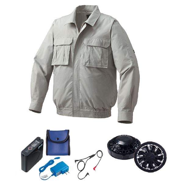 KU91900 空調服 R 綿薄手 脇下マチ付き FAN2200B・RD9261・LISUPER1セット モスグリーン 5L 【北海道・沖縄・離島配送不可】