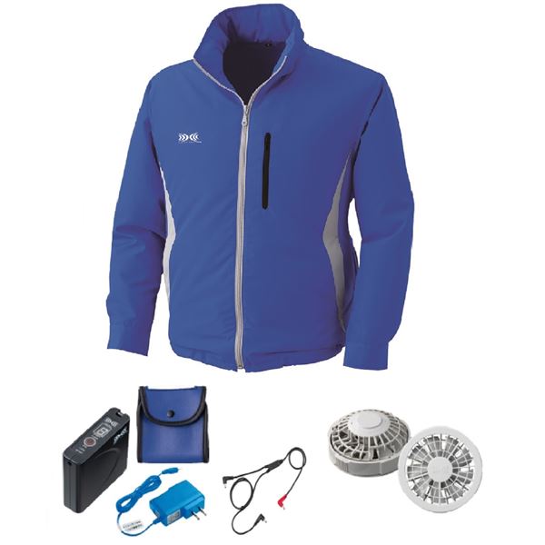 KU90520 空調服 R ポリエステル製フード付き FAN2200G・RD9261・LISUPER1セット ブルー 3L 【北海道・沖縄・離島配送不可】