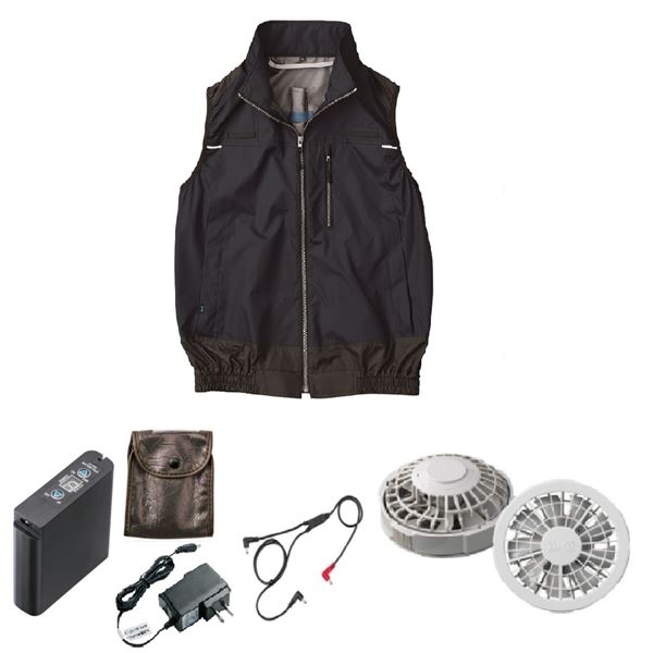 KU92120 空調服 R ポリエステル製 遮熱フルハーネス仕様ベスト FAN2200G・RD9261・LIPRO2セット ダークブルー M 【北海道・沖縄・離島配送不可】