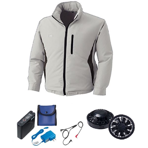 KU90520 空調服 R ポリエステル製フード付き FAN2200B・RD9261・LISUPER1セット シルバー 5L 【北海道・沖縄・離島配送不可】