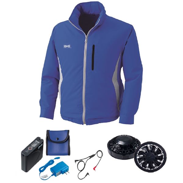 KU90520 空調服 R ポリエステル製フード付き FAN2200B・RD9261・LISUPER1セット ブルー L 【北海道・沖縄・離島配送不可】