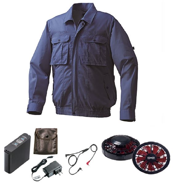 KU92100 空調服 R 綿・ポリ混紡 フルハーネス仕様 FAN2200BR・RD9261・LIPRO2セット ネイビー LL 【北海道・沖縄・離島配送不可】