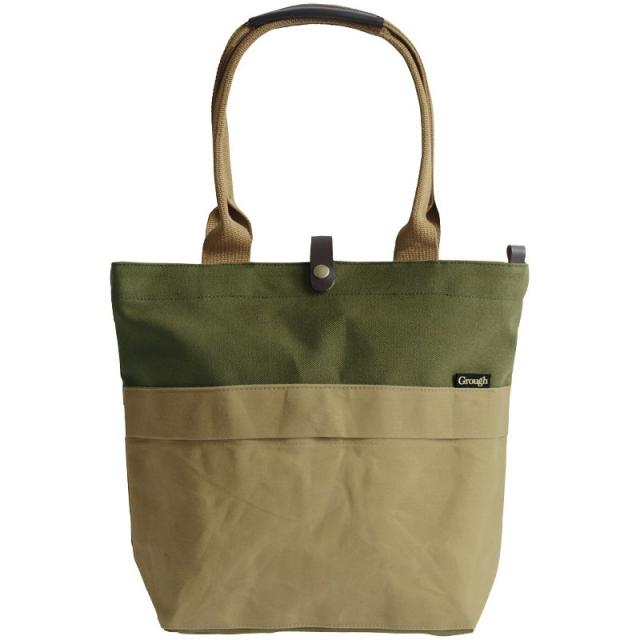 【ギフト】そだてる帆布Grough パラフィン加工帆布×レザー トートバッグ ベージュ×カーキ 【北海道・沖縄・離島配送不可】