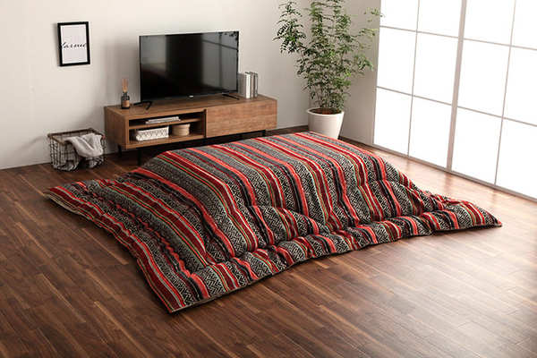 こたつ布団 正方形 日本製 シェニール カラフル エスニック 約200