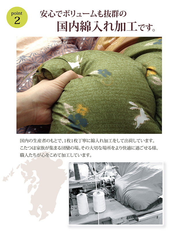 和柄 こたつ布団 セット 長方形 『こよみ』 グリーン 約205×245cm