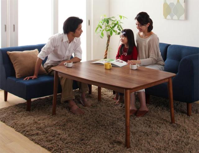 4段階で高さが変えられる 天然木 ウォールナット材 高さ調整 こたつテーブル 〔Nolan〕ノーラン 長方形(80×120cm) ウォールナットブラウン 【北海道・沖縄・離島配送不可】