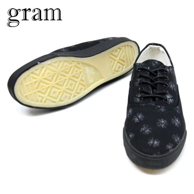 グラム GRAM シューズ スニーカー 352G black canvas fluff print G-352-9 D15S25 クリスマス プレゼント ラッピング