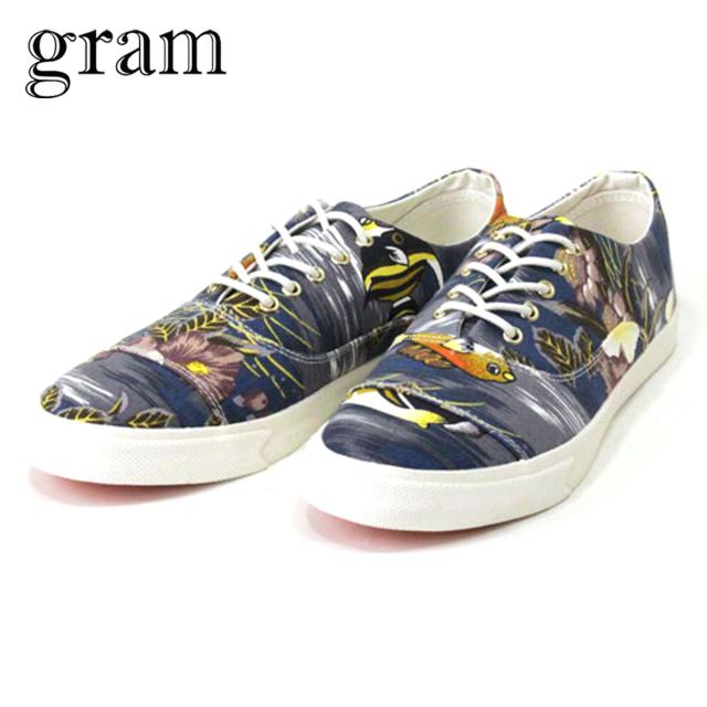 グラム GRAM メンズ シューズ スニーカー 352G black blue aquarium cotton linen G-352-6 D00S20 クリスマス プレゼント ラッピング