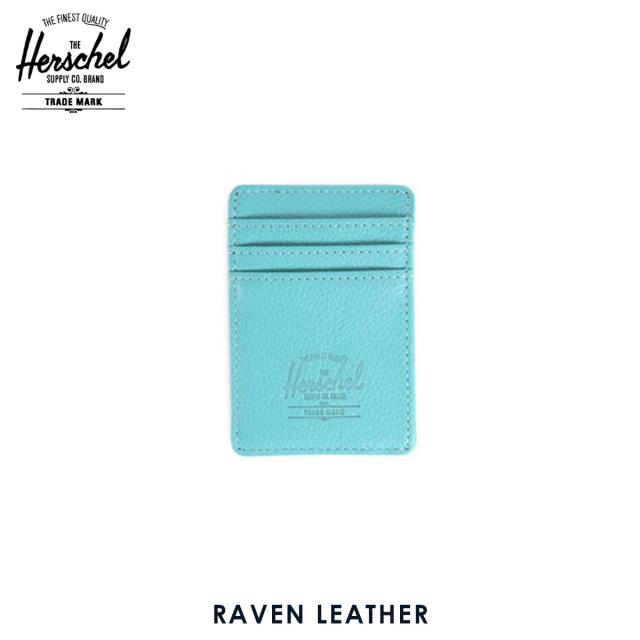 ハーシェル カードケース 正規販売店 Herschel Supply ハーシェルサプライ 10048-00036-OS Raven Leather Teal Pebble Leather レザーカードホルダー D15S25 クリスマス プレゼント ラッピング
