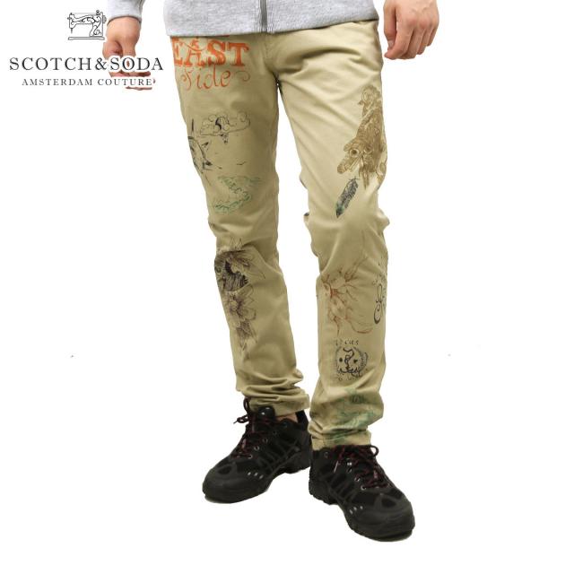 スコッチアンドソーダ チノパン メンズ 正規販売店 SCOTCH＆SODA ボトムス Slim fit chino in all-over and pl クリスマス プレゼント ラッピング
