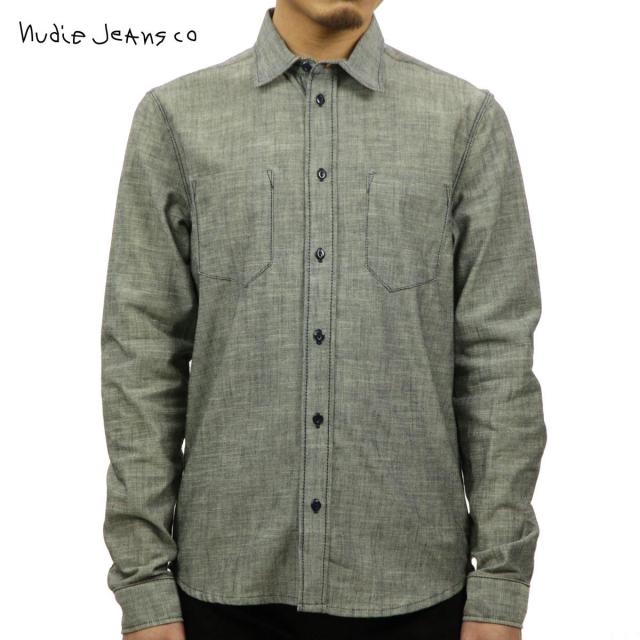 ヌーディージーンズ シャツ メンズ 正規販売店 Nudie Jeans 長袖シャツ Ace Organic S&P 140244 Indigo D15S25 クリスマス プレゼント ラッピング