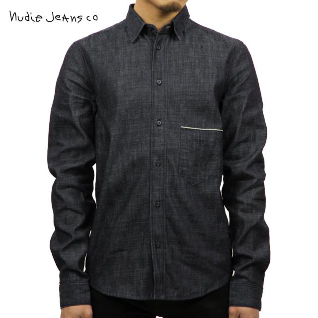 ヌーディージーンズ シャツ メンズ 正規販売店 Nudie Jeans 長袖シャツ Ace Organic Dry Selvage 140185 De クリスマス プレゼント ラッピング