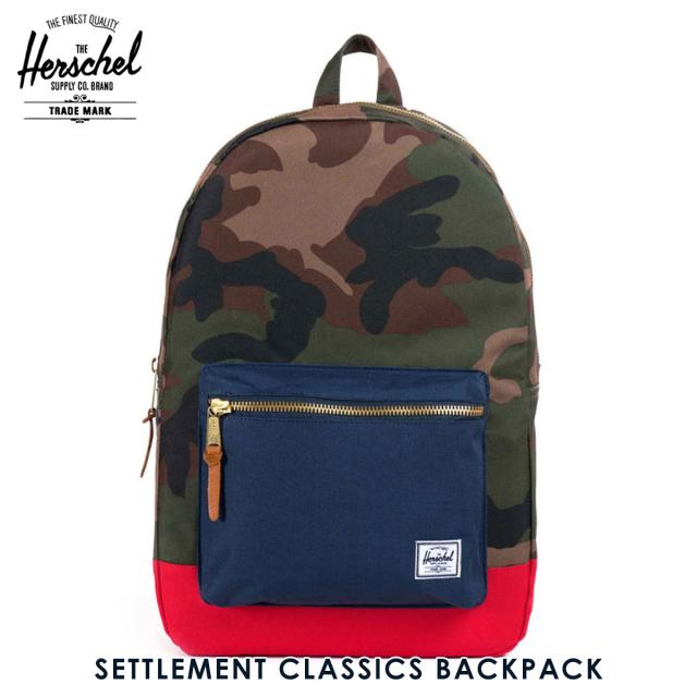 ハーシェル バッグ 正規販売店 Herschel Supply ハーシェルサプライ バッグ リュックサック SETTLEMENT CLASSICS BACKPACK 10005-00041-OS WOODLAND CAMO/NAVY/RED D00S20 クリスマス プレゼント ラッピング