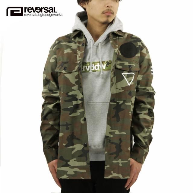 リバーサル シャツ メンズ 正規販売店 REVERSAL rvddw  長袖シャツ MILITARY REB-BONES SHIRTS rvsf15ss013 SURF D15S25 クリスマス プレゼント ラッピング